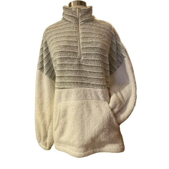 Merokeety | Tops | Merokeety Long Sleeve Gray White Contrast Zipper ...